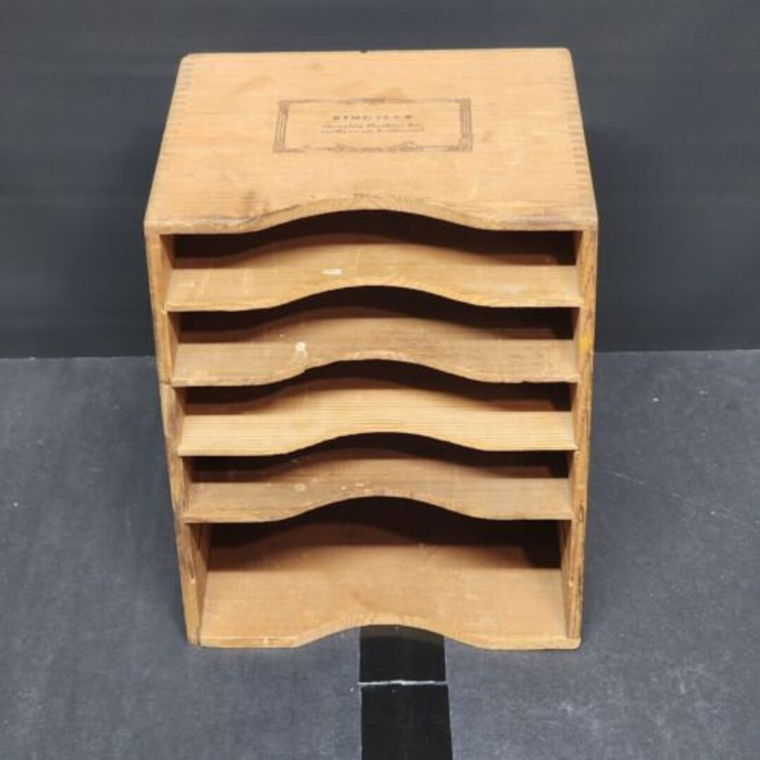 Wood Desktop File Organizer Document Letter Mail File Sorter Vintage 8. ...