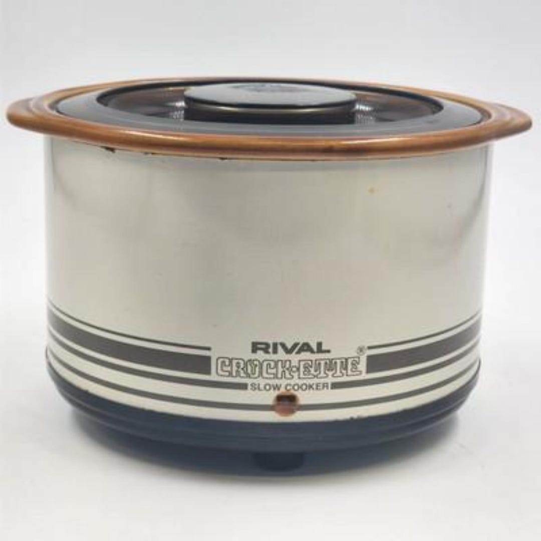 Rival Crock-ette Slow Cooker Tan Brown Stoneware Crock Pot 1 Quart 3205 ...