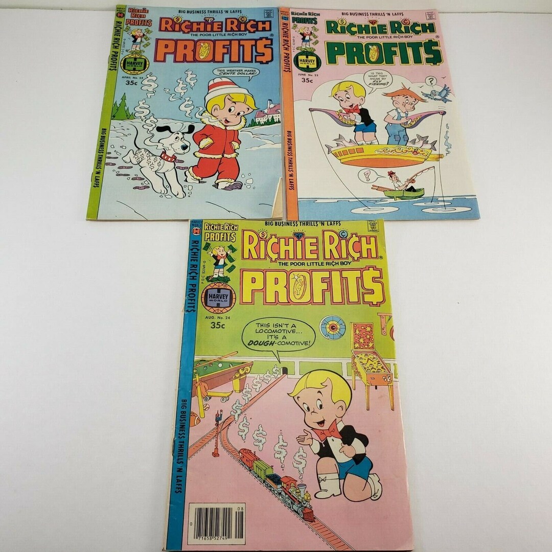 3 Richie Rich Profits Comic Books of the Archie Series April June Aug ...