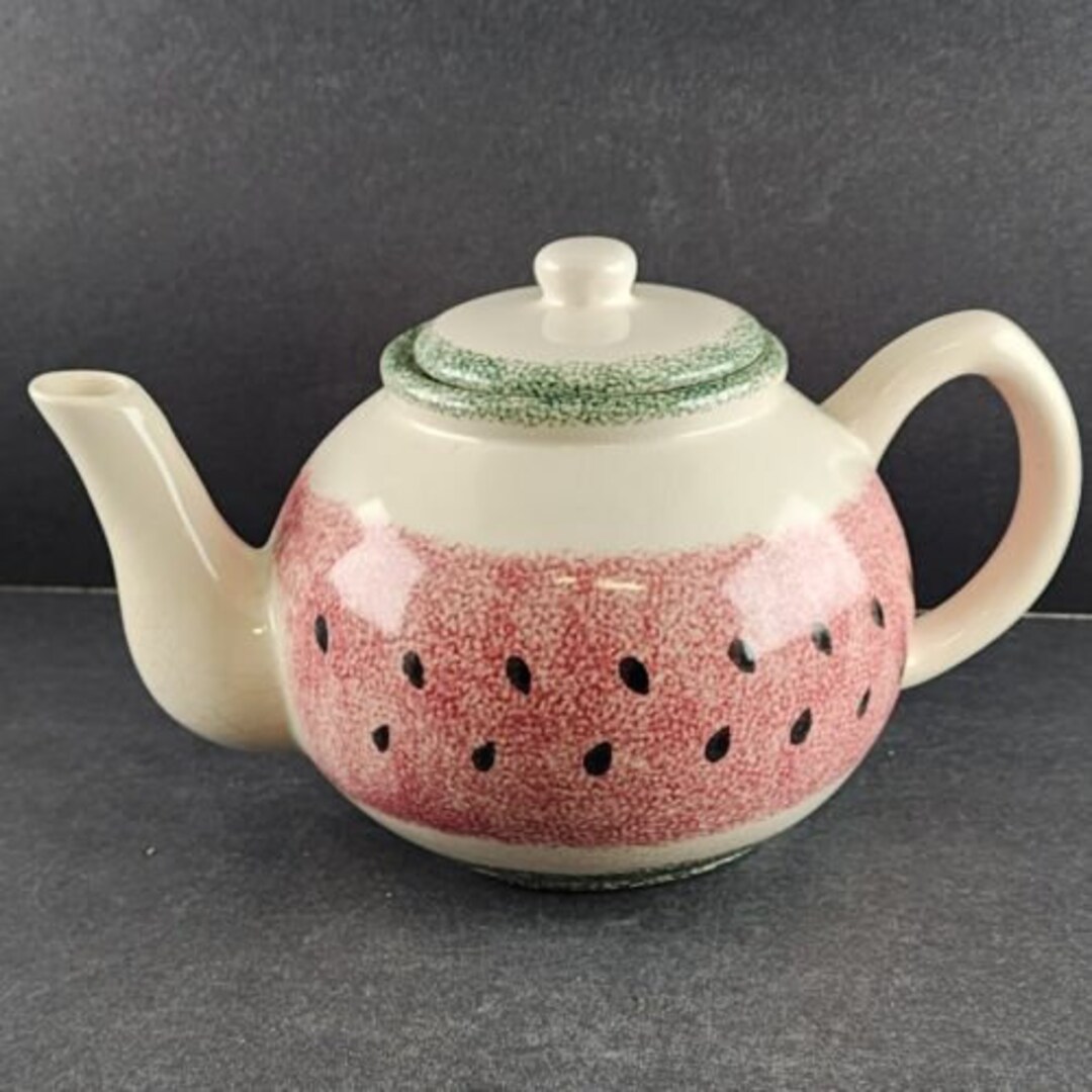 H S China Teapot With Lid Watermelon Coloring 5.5 Tall X 6.5 Diameter ...