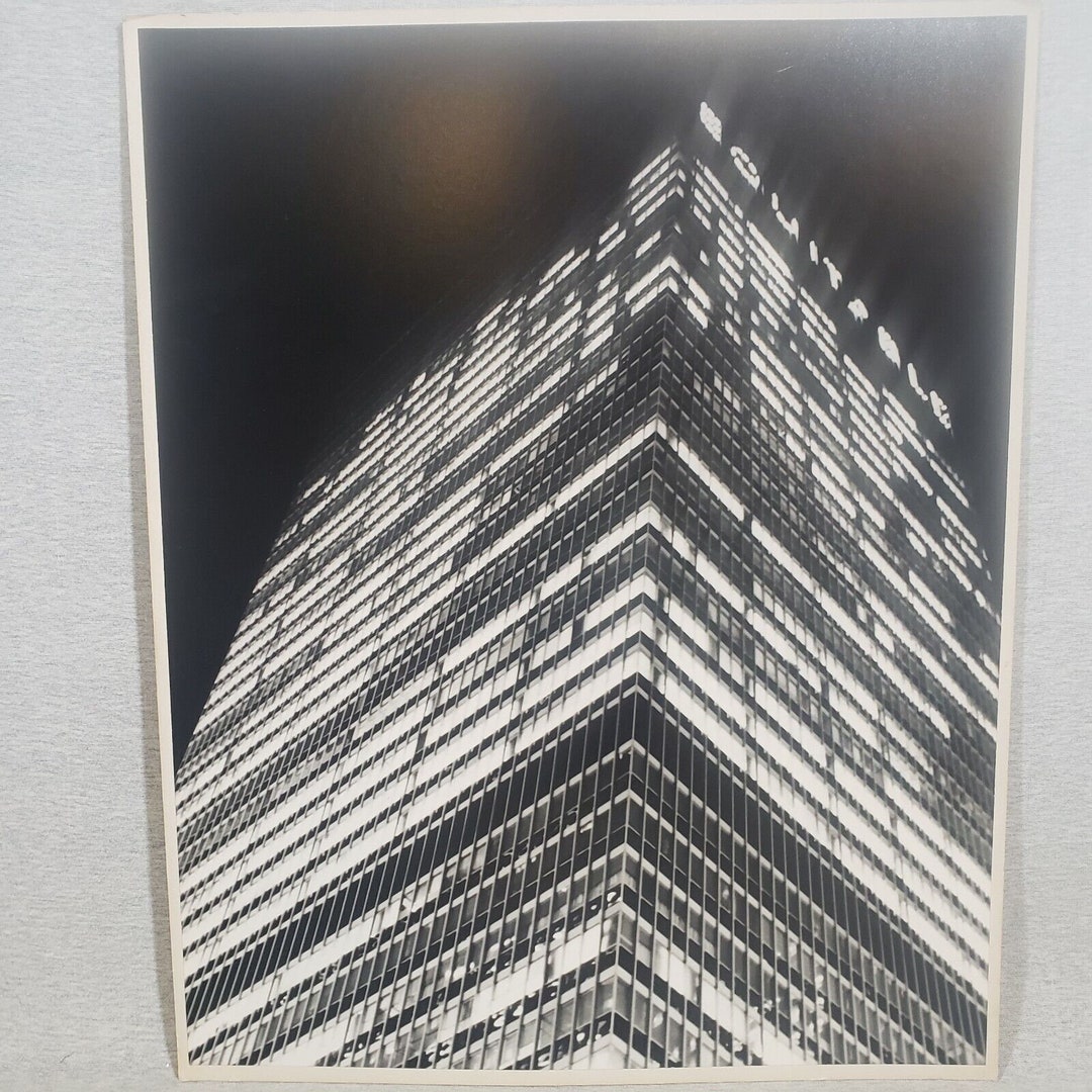 Equitable Office Building Night Time Black & White Vintage 1969 Print ...