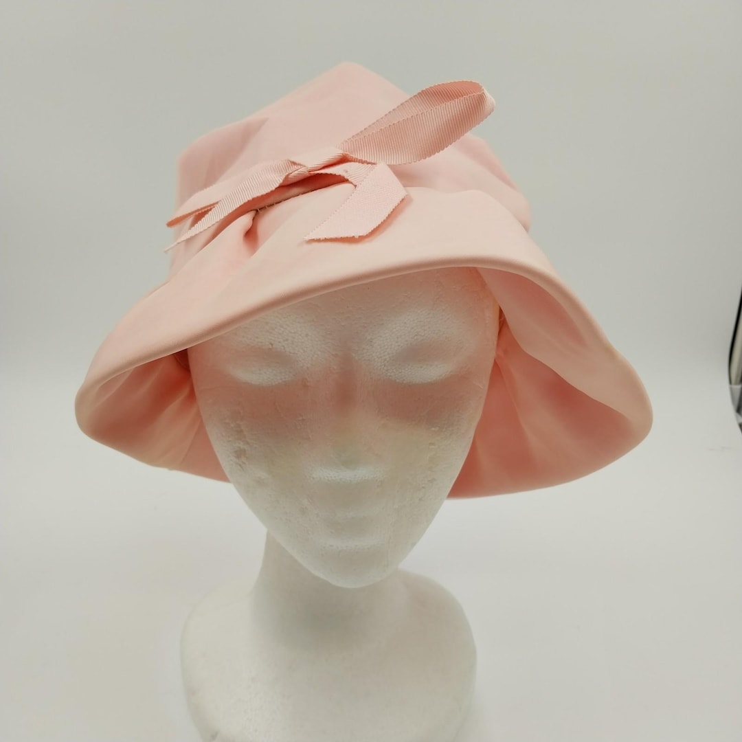 Union Made Women's Pale Pink Summer Sun Bucket Hat With Ribbon Bow Wide ...