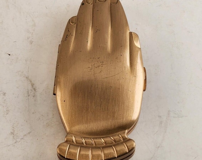 1940's Volupté Golden Gesture Hand Shaped Compact Mirror Makeup Powder ...