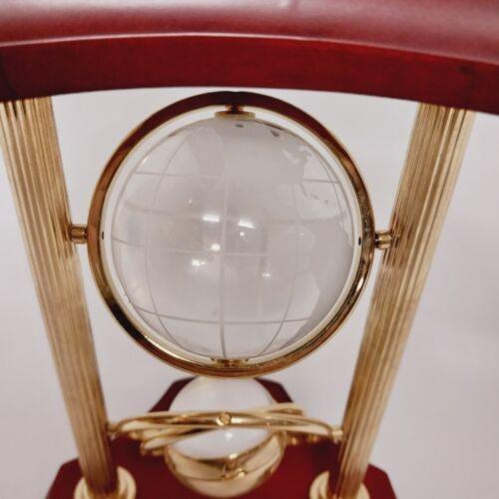 Bulova Wrexham Sphere Clock Gyroscope W Crystal Globe & Compass Wood ...