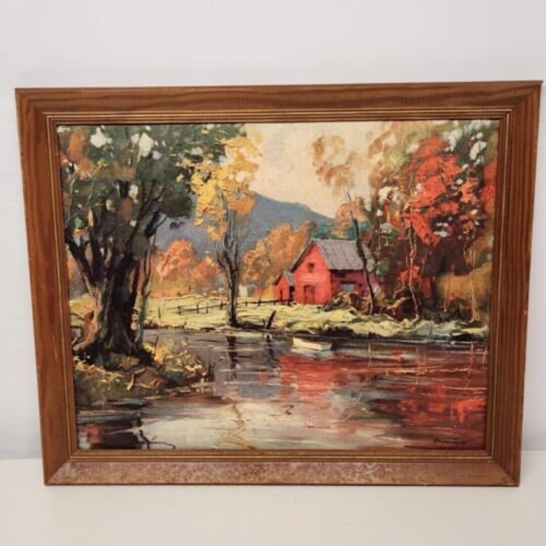 Donald Art Company NY Framed Landscape Lithograph House Print USA by ...