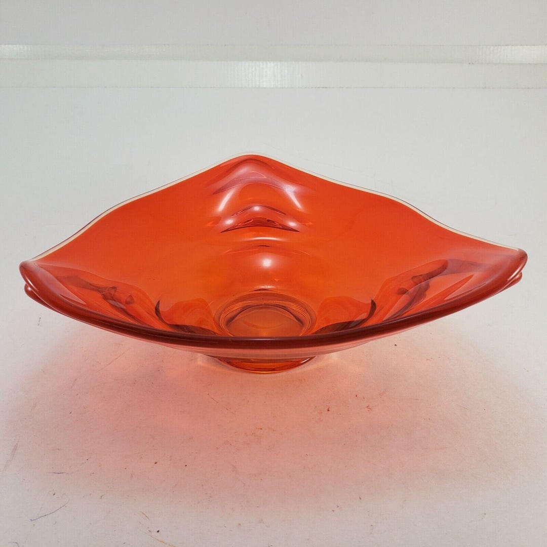 Mid Century Viking Glass Tundra Triangle Dish Fire Orange MCM ...