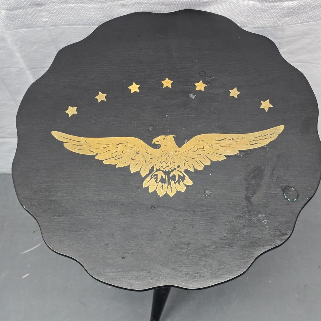 Vintage Black Scalloped Tilt-top Pedestal Accent Table With Eagle ...