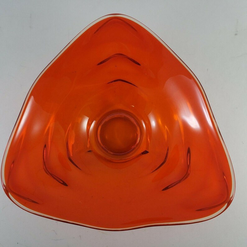Mid Century Viking Glass Tundra Triangle Dish Fire Orange MCM ...