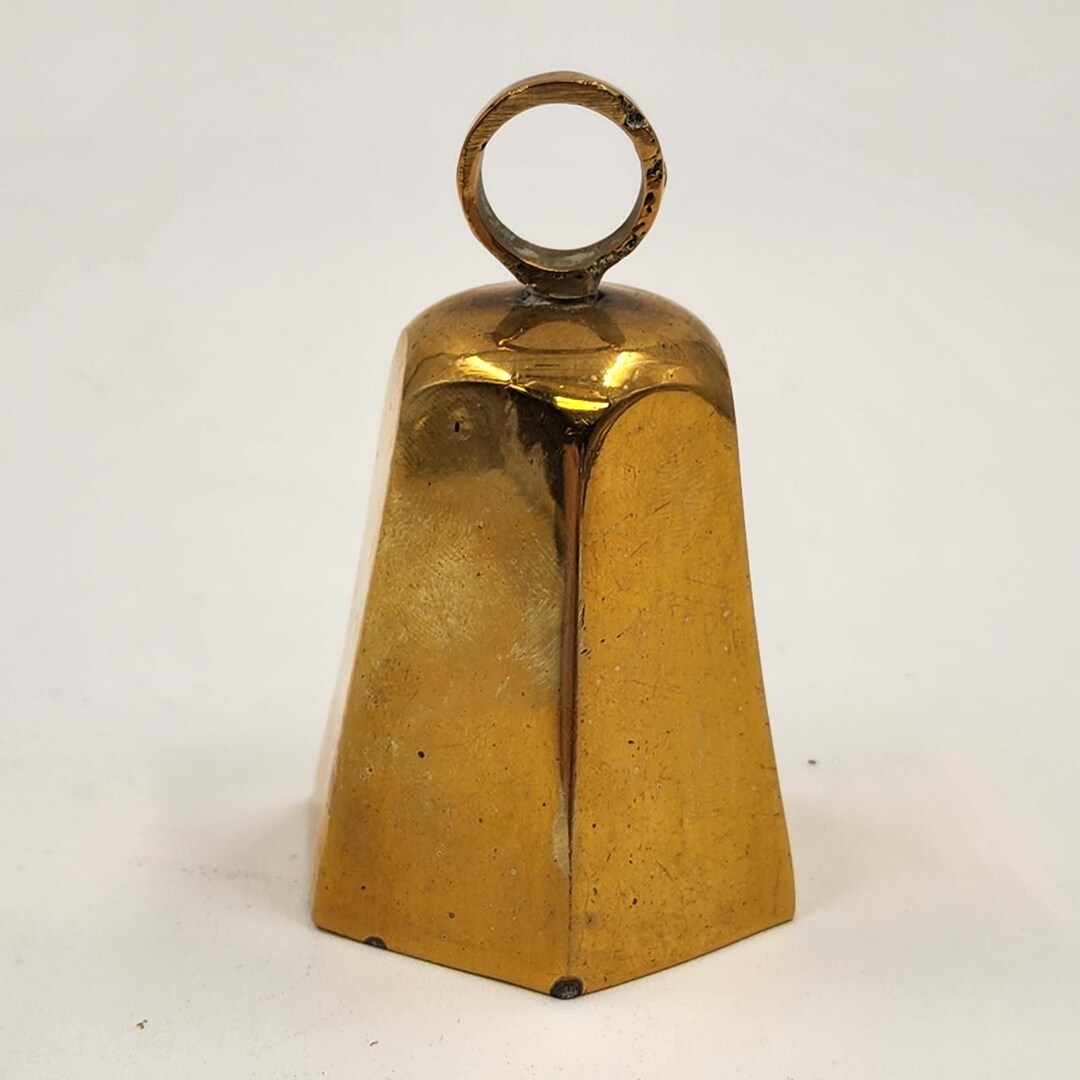 Cow Bell Hexagonal Solid Metal Brass W/ring Handle Horse Sheep Goat 2 ...