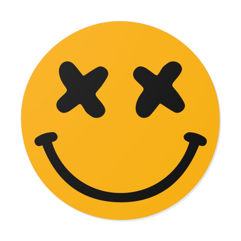 Smiley Face Round Vinyl Sticker Indoor/outdoor Decal for Happy Vibes ...