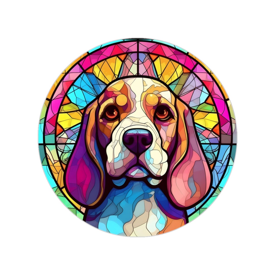 Colorful Beagle Stained Glass Window Sticker Indoor/outdoor Decal ...