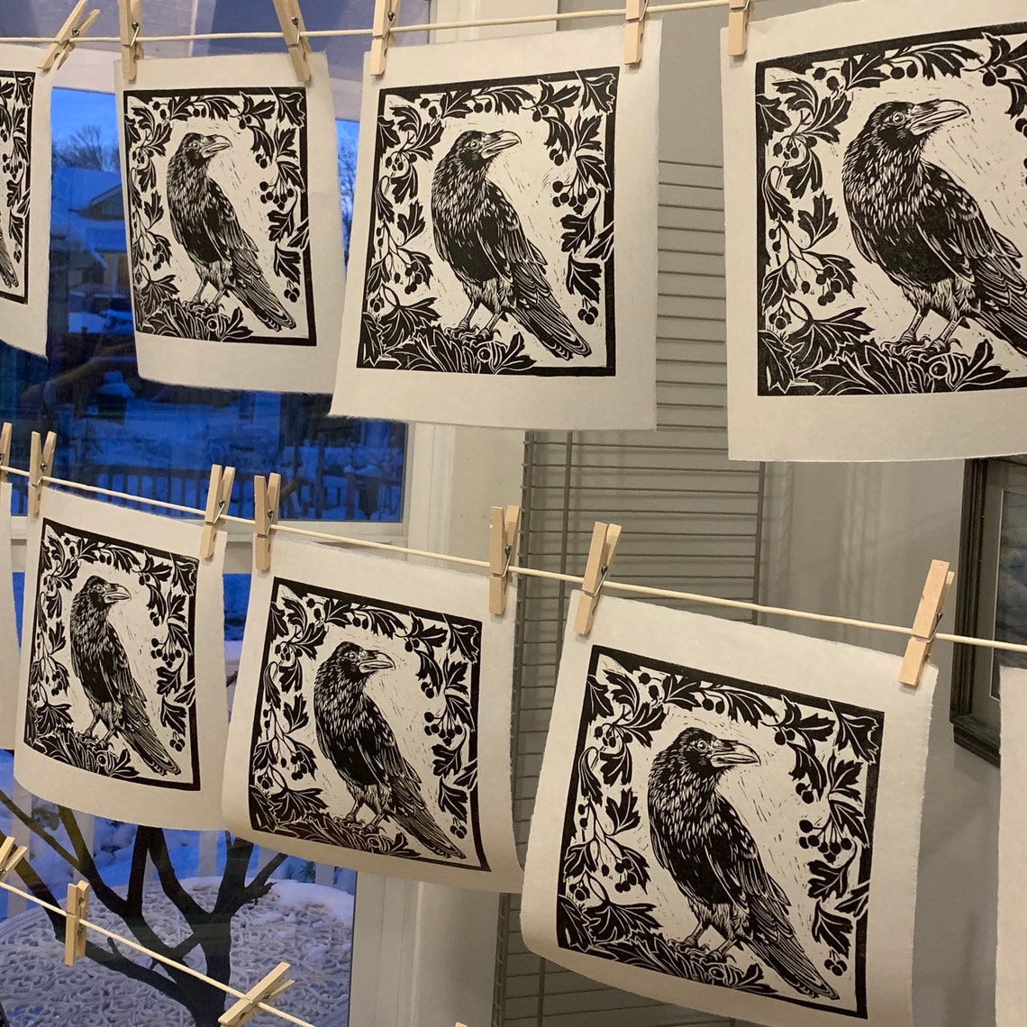 Raven and Hawthorn Linocut Last Prints of the Edition - Etsy