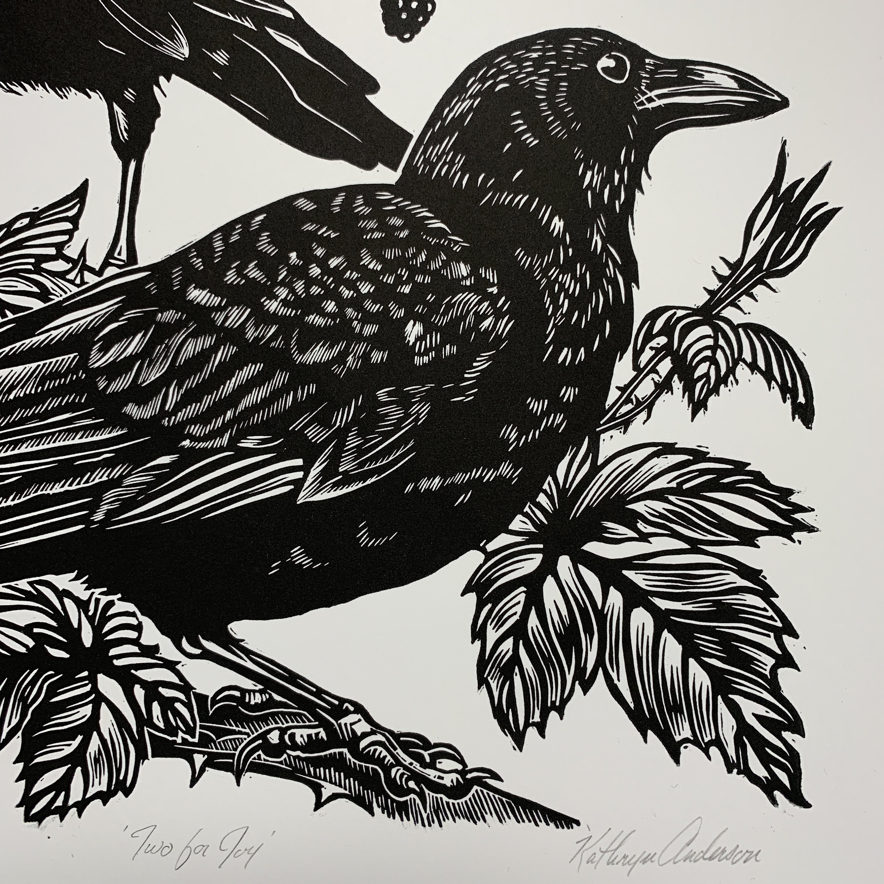 Two for Joy Limited Edition Linocut Crow Corvid | Etsy