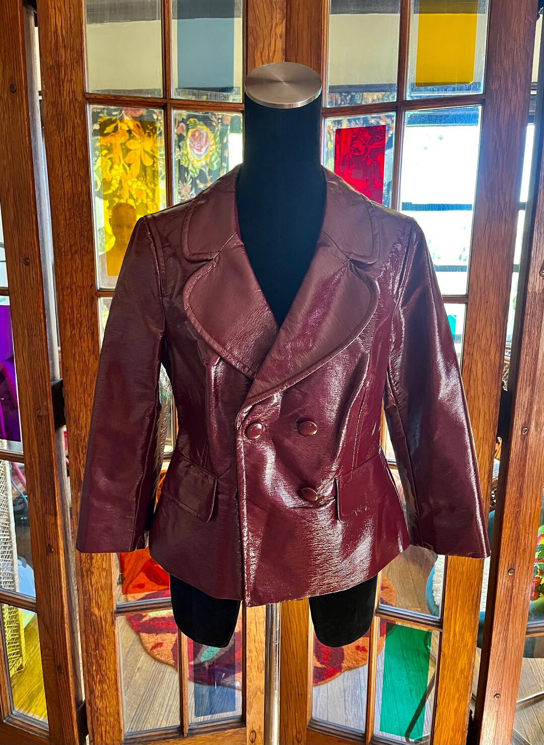 The Limited Oxblood Burgundy Pleather Shiny Nylon Faux Leather Cropped ...