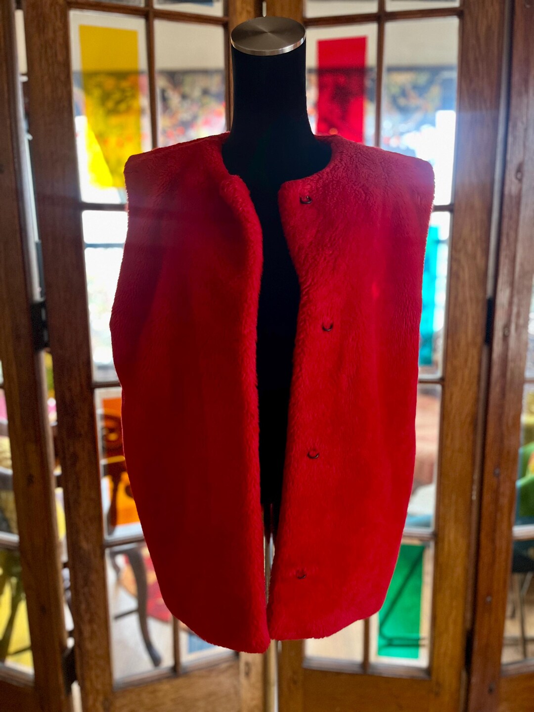 Vintage 1990s 1980s Bright Red Faux Fur Oversized Unisex Vest Jacket - Etsy