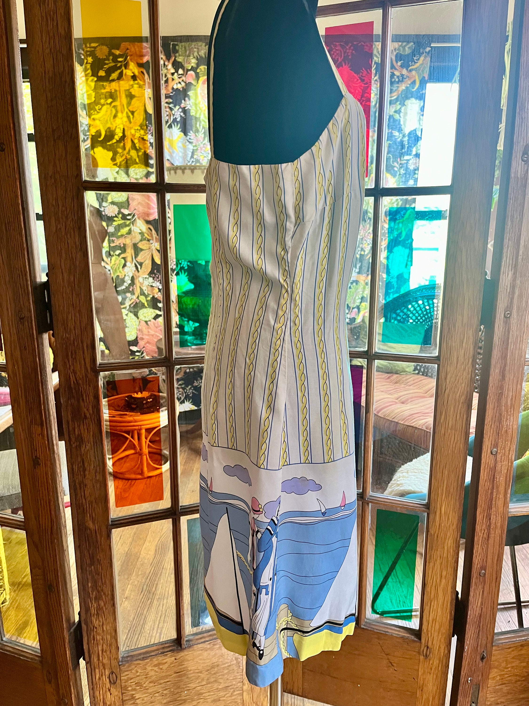 Vintage 1940s Cotton Flapper Summer Beach Shift Dress With Novelty ...