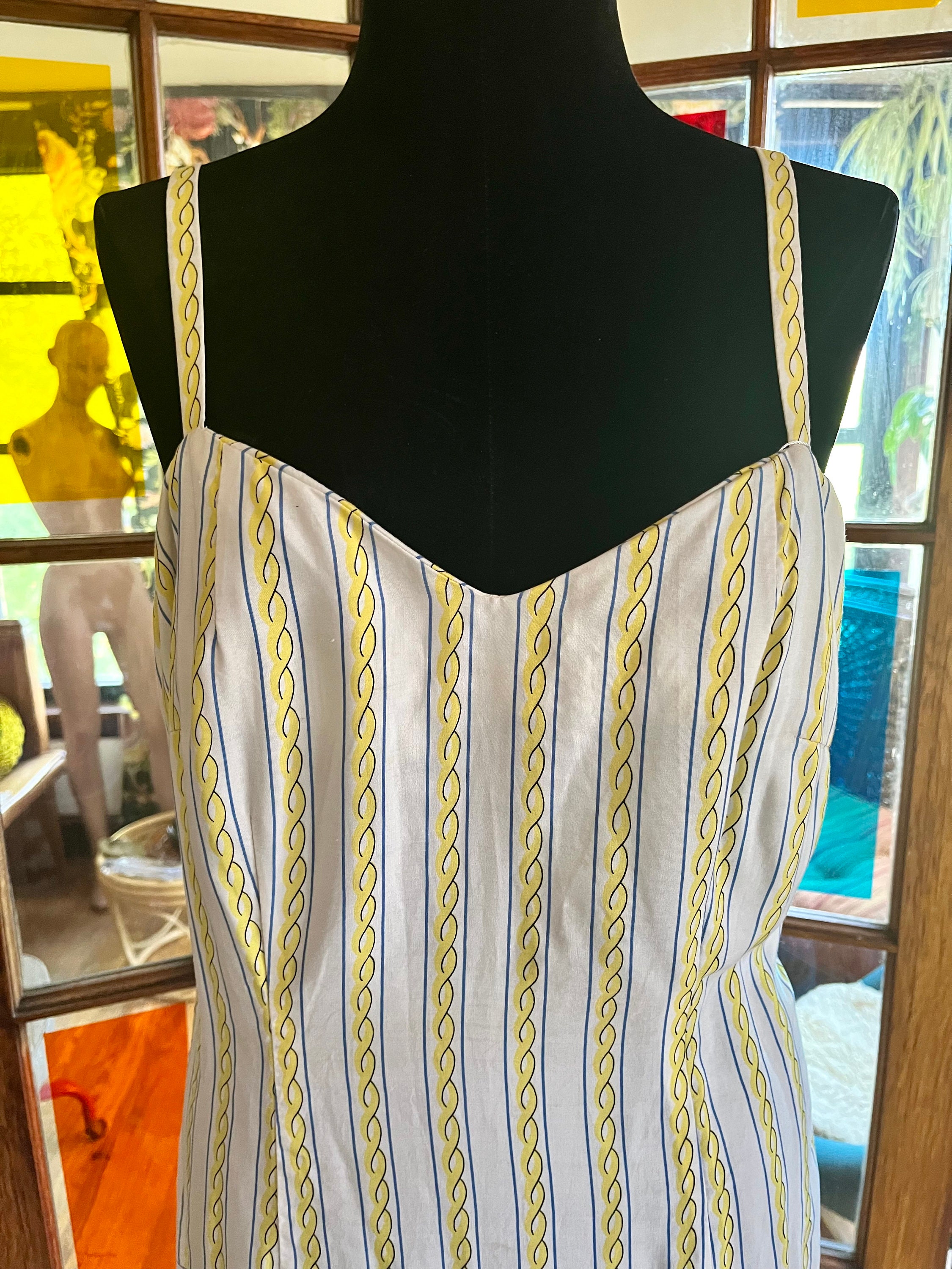 Vintage 1940s Cotton Flapper Summer Beach Shift Dress With Novelty ...