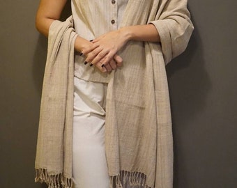 100% Pure Lotus Fiber Shawl 66L X 17W Medium Size, Hand-spun Natural ...