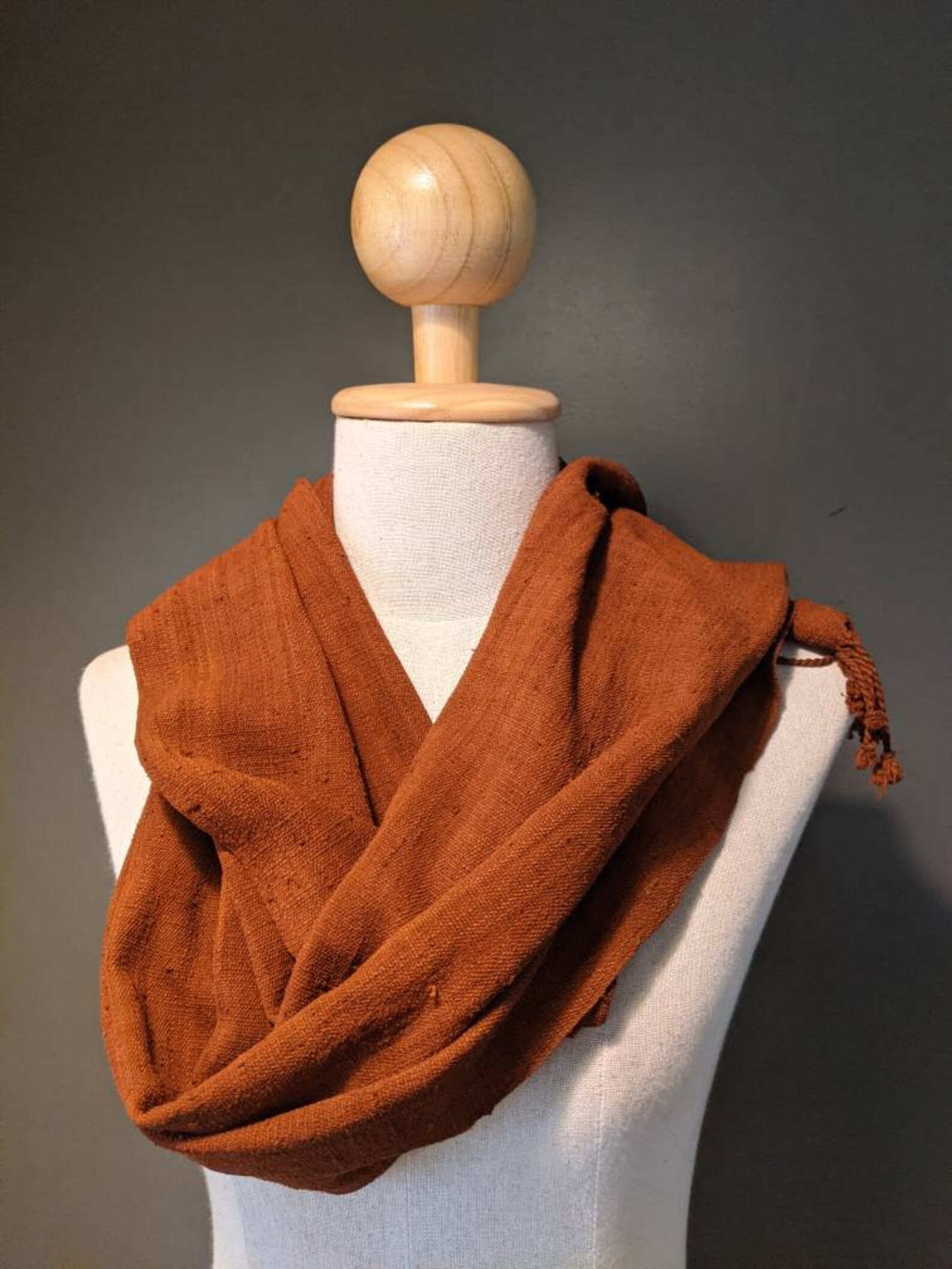 100% Pure Lotus Fiber Shawl 66”L X 17”W Medium Size, Hand-spun Natural ...