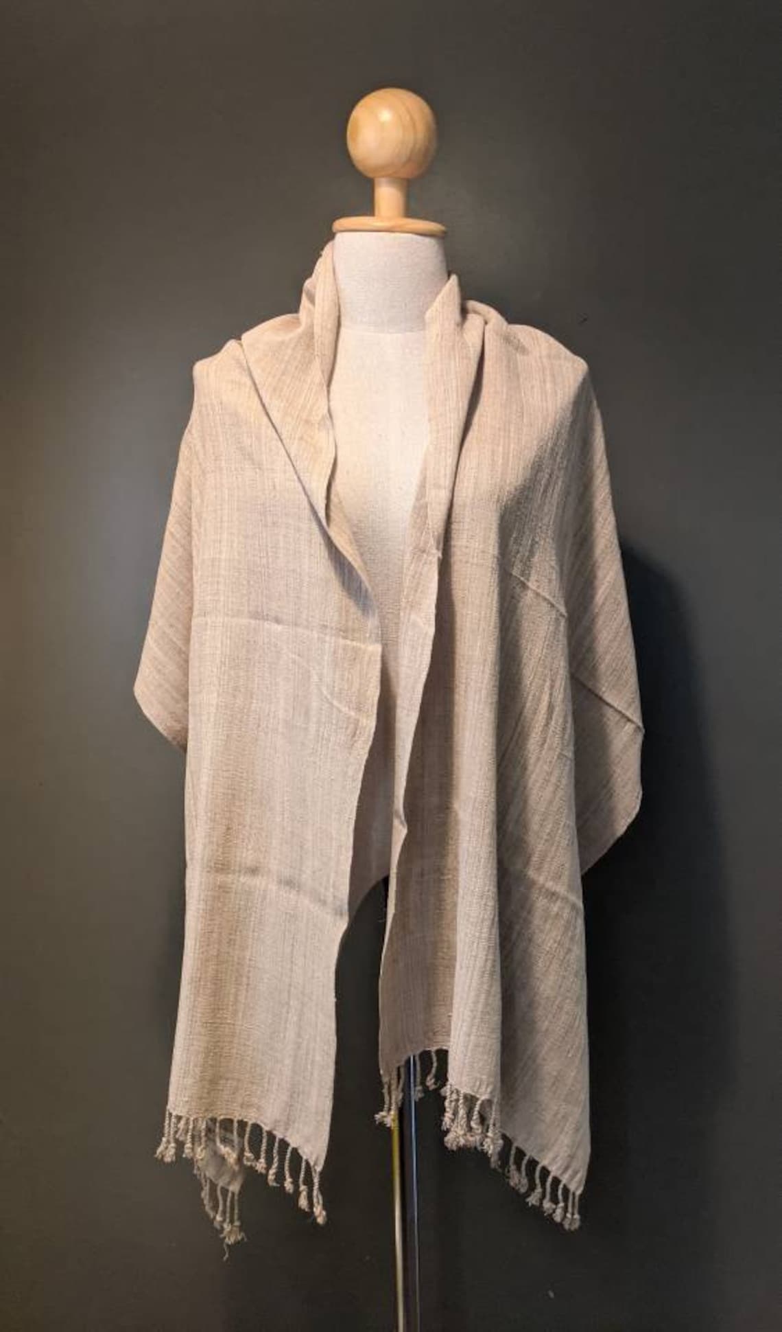 100% Pure Lotus Fiber Shawl 66”L X 17”W Medium Size, Hand-spun Natural ...