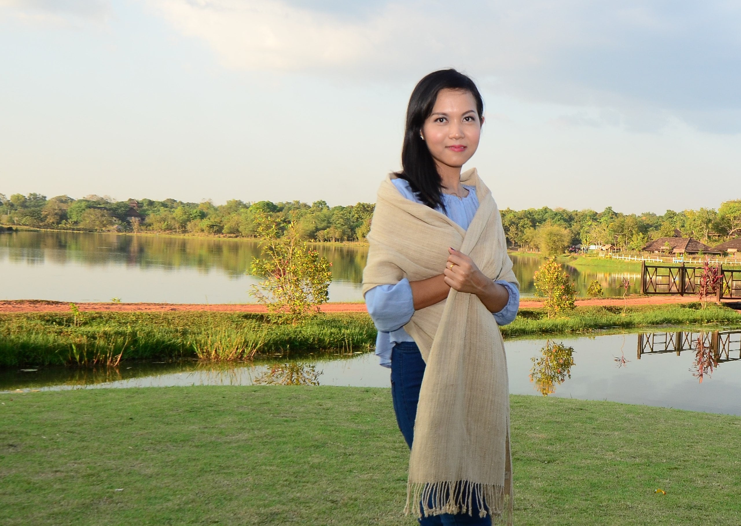 100% Pure Lotus Fiber Shawl 66”L X 17”W Medium Size, Hand-spun Natural ...