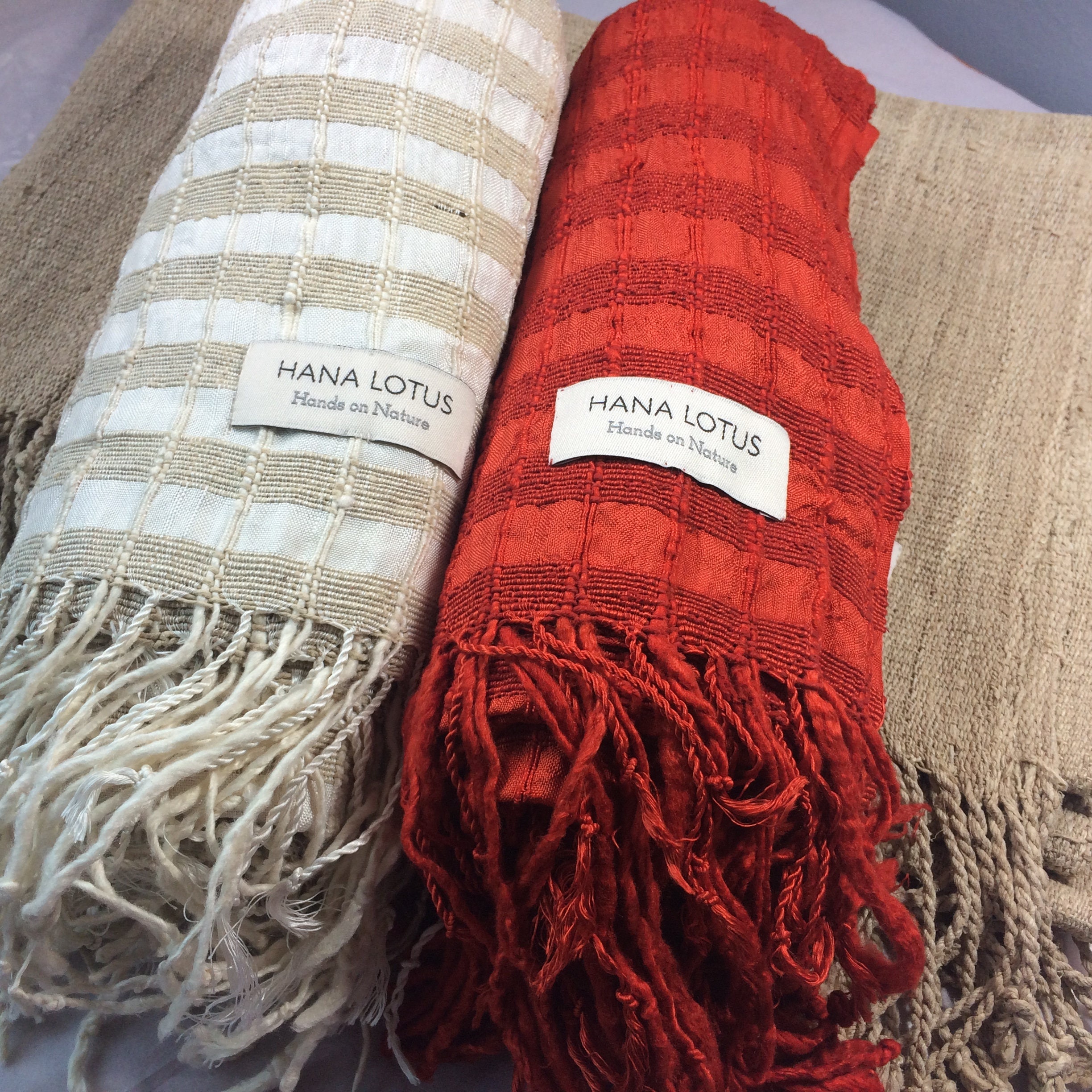 Lotus Fiber Silk Shawl 60”L X 14”W, Hand-spun Natural Fiber Lotus Silk ...