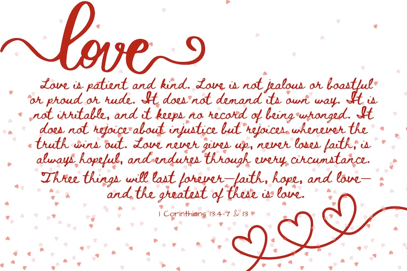 Valentine Postcard Love 1 Corinthians 13 - Etsy