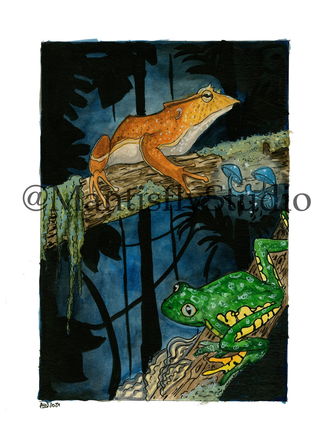 Tropical Frogs Print - Etsy