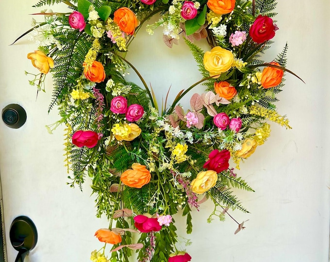 Bright Colorful Wreath for Front Door, Summer Vibrant Front Door Decor ...