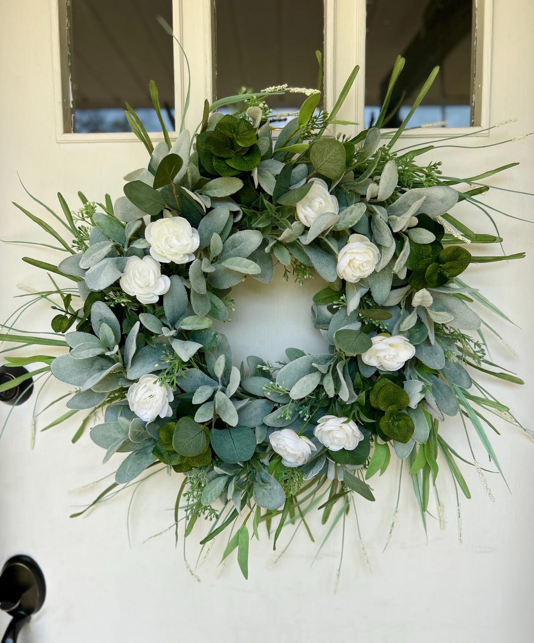 Lambs Ear Wreath for Front Door, Spring Wedding Floral Decor, Elegant ...