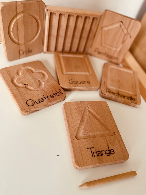 Wooden Shape Tracing Board Learning Shapes Geo Shapes - Etsy