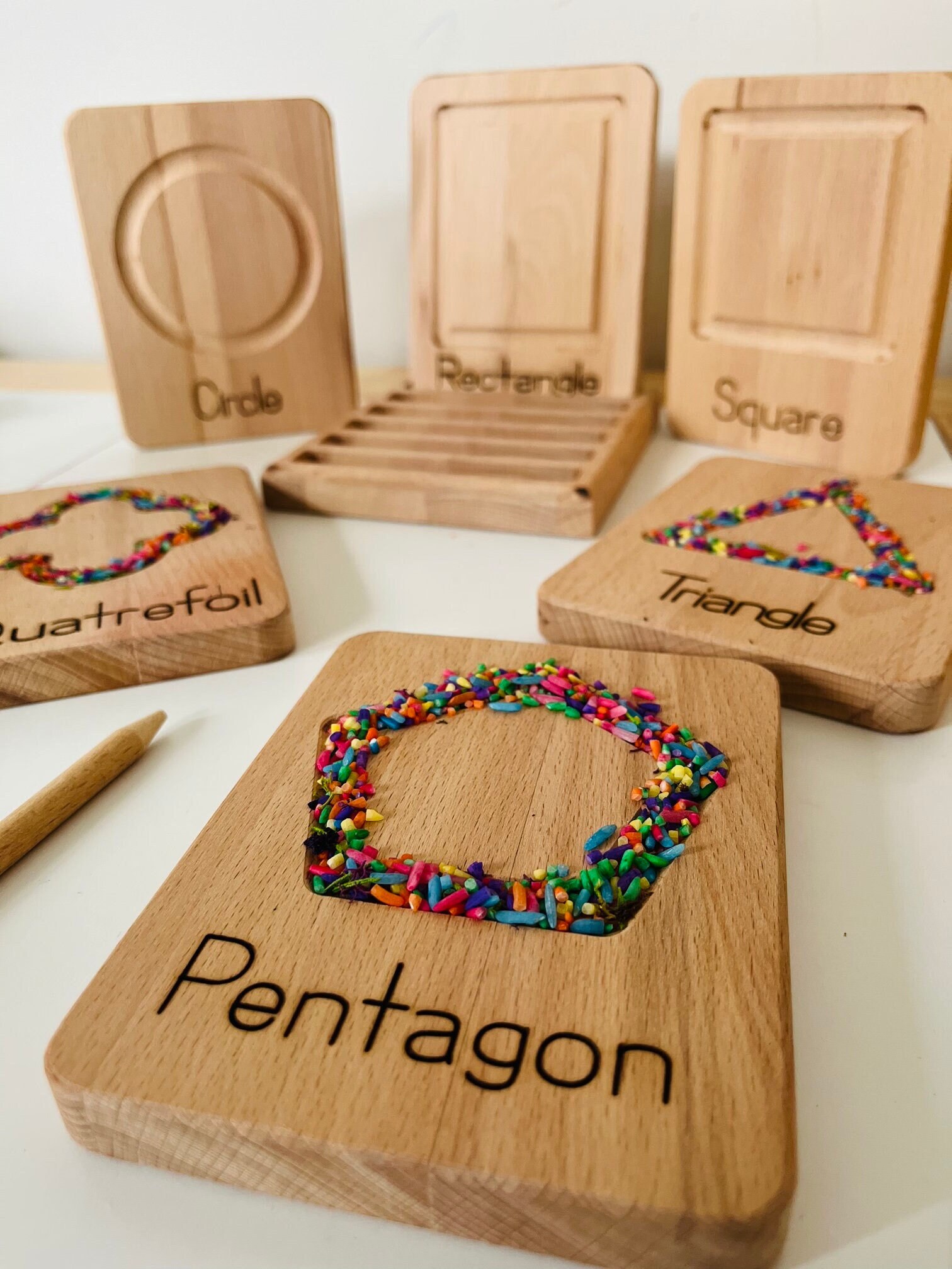 Wooden Shape Tracing Board Learning Shapes Geo Shapes - Etsy