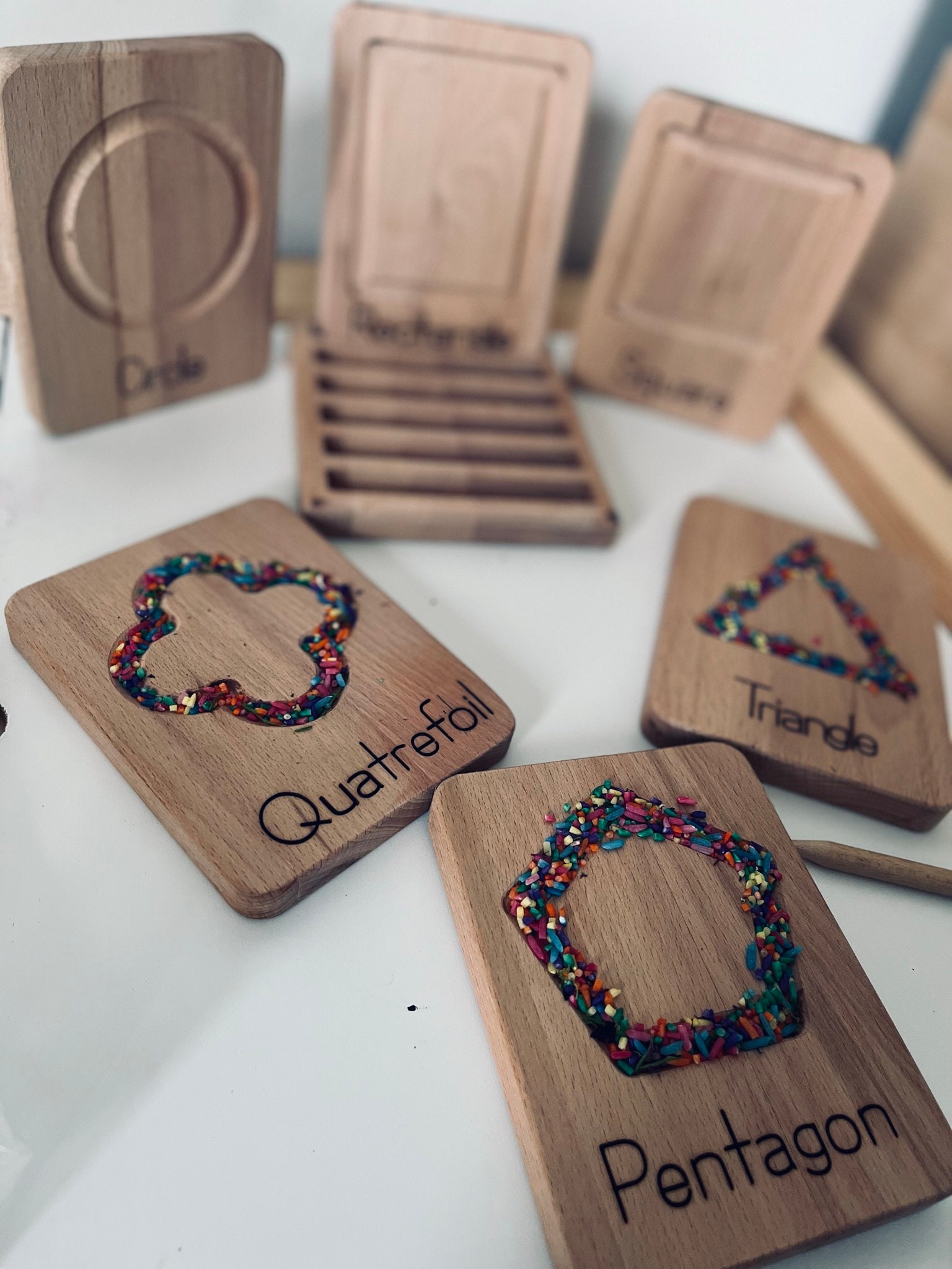 Wooden Shape Tracing Board Learning Shapes Geo Shapes - Etsy