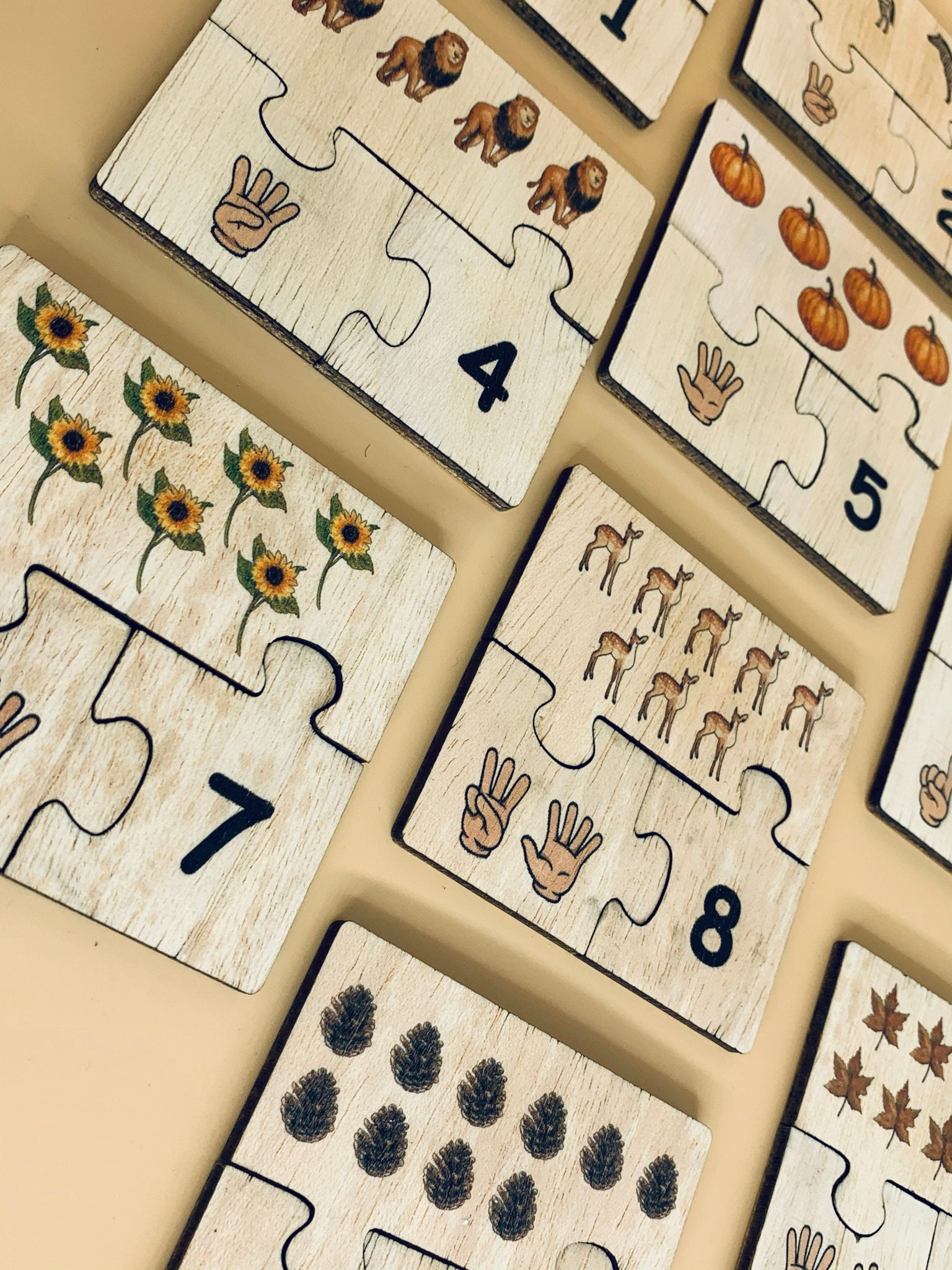 Montessori Number Puzzle Wooden Math Board Counting Number | Etsy