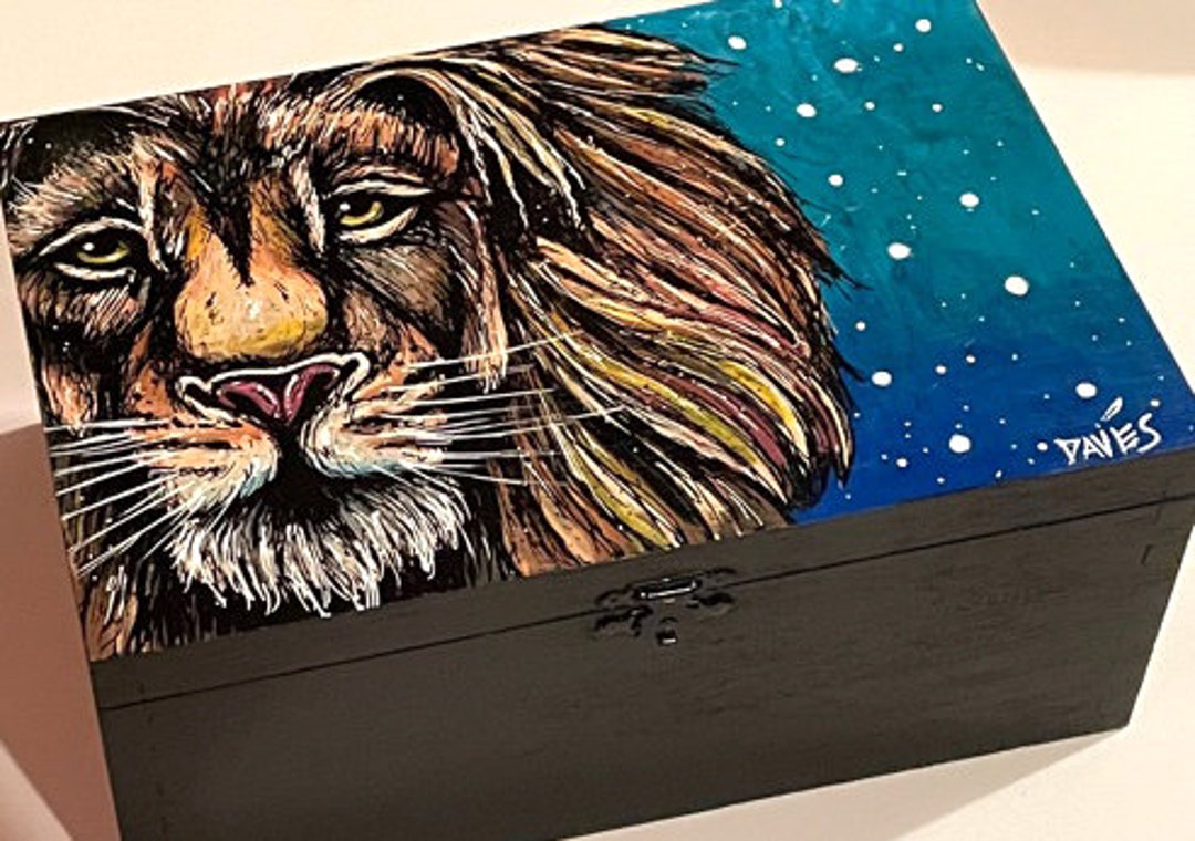Lions Head Themed Custom Hand Painted Cigar Box - Etsy