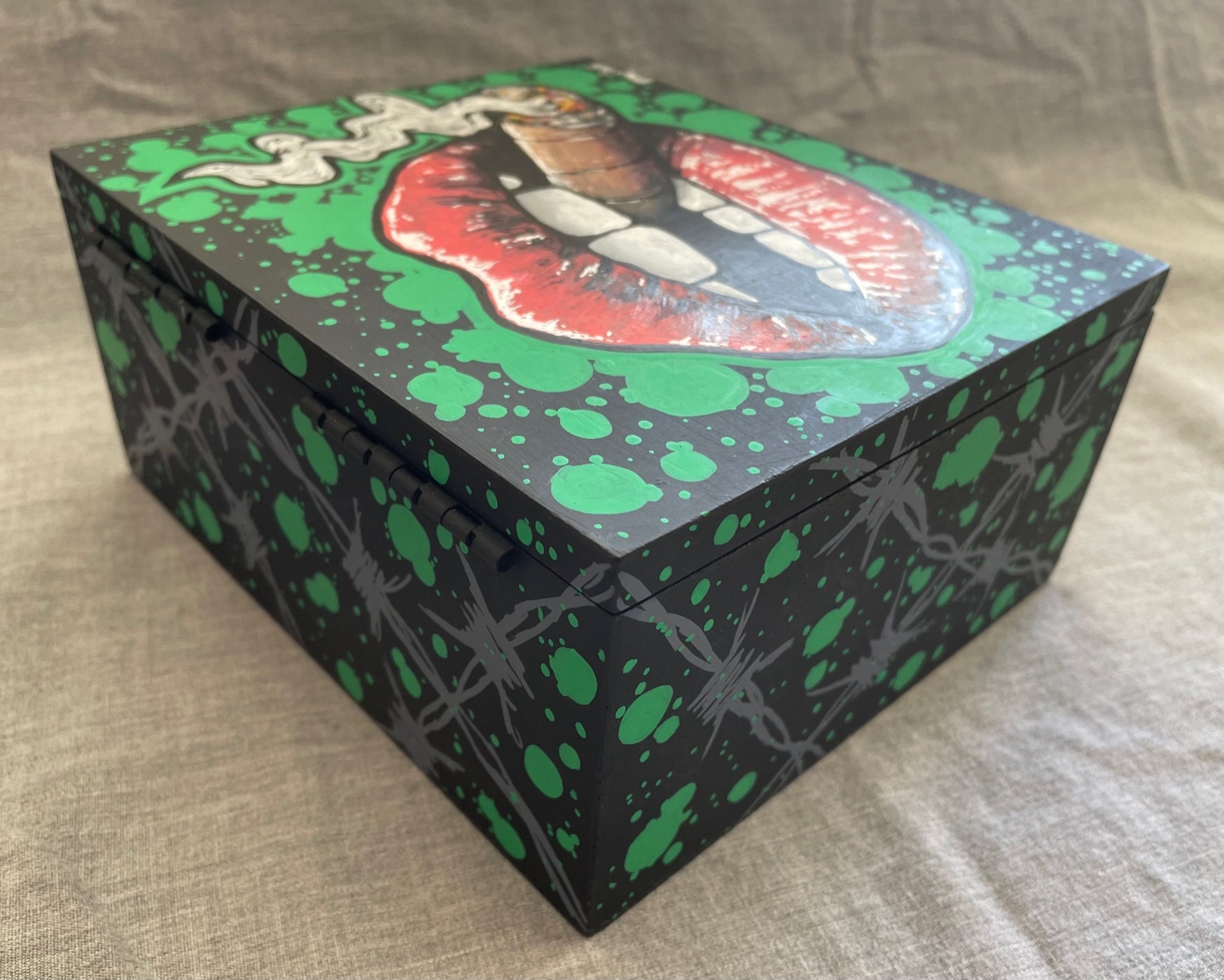 Cigar Smoking Lips Themed Custom Hand Painted Cigar Box - Etsy