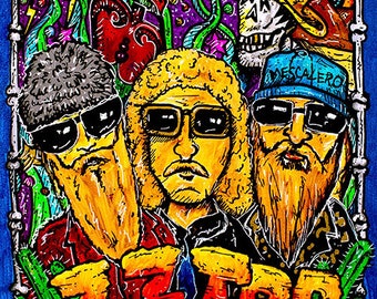 ZZ Top Fine Art Print 12x18, Wall Art, Pencil Drawing - Etsy