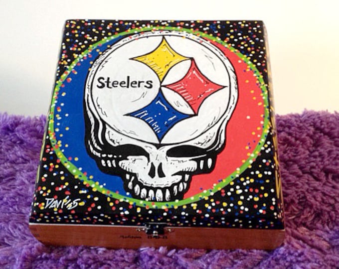 Cigar Box Pittsburgh Steelers Custom Hand Painted Cigar Box Grateful ...