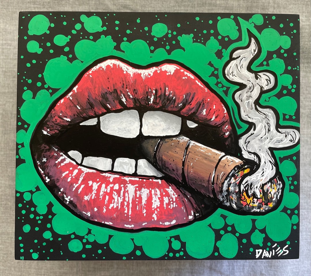 Cigar Smoking Lips Themed Custom Hand Painted Cigar Box - Etsy