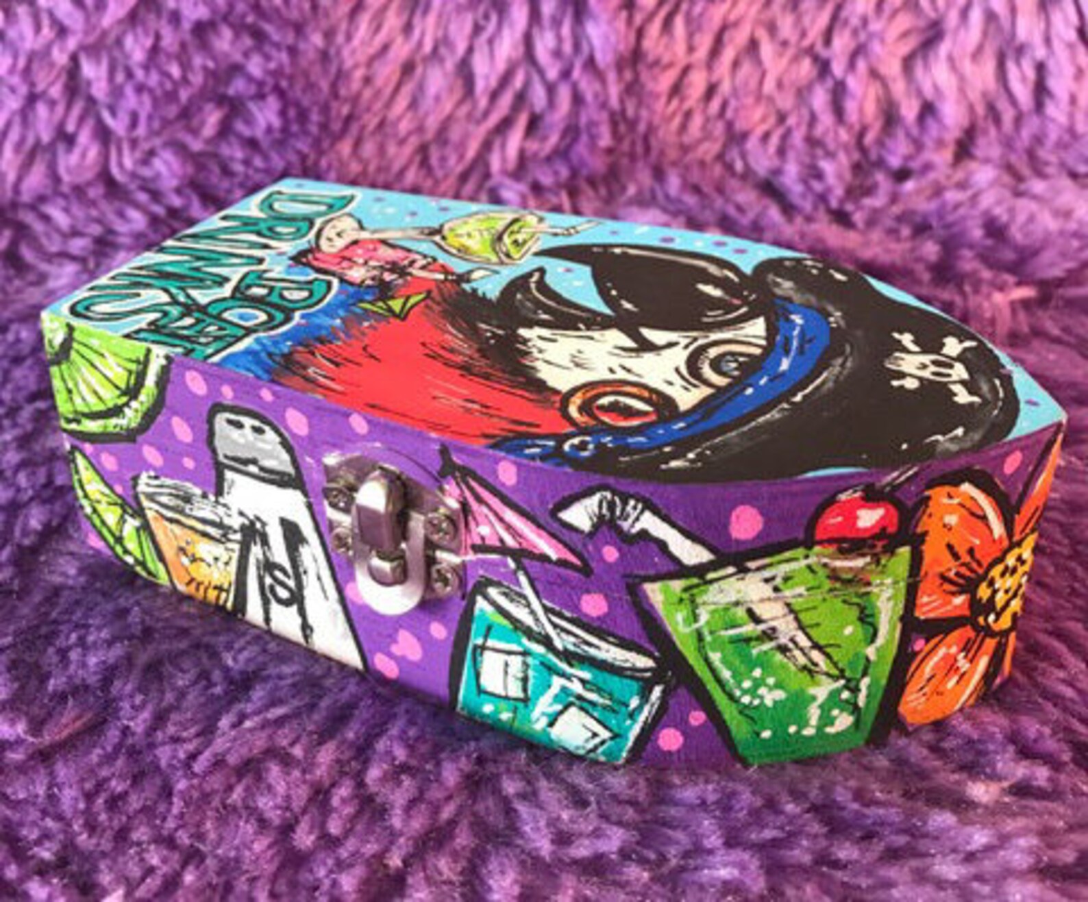 Boat Drinks Themed Mini Coffin -custom Hand Painted Mini Coffin, Music ...