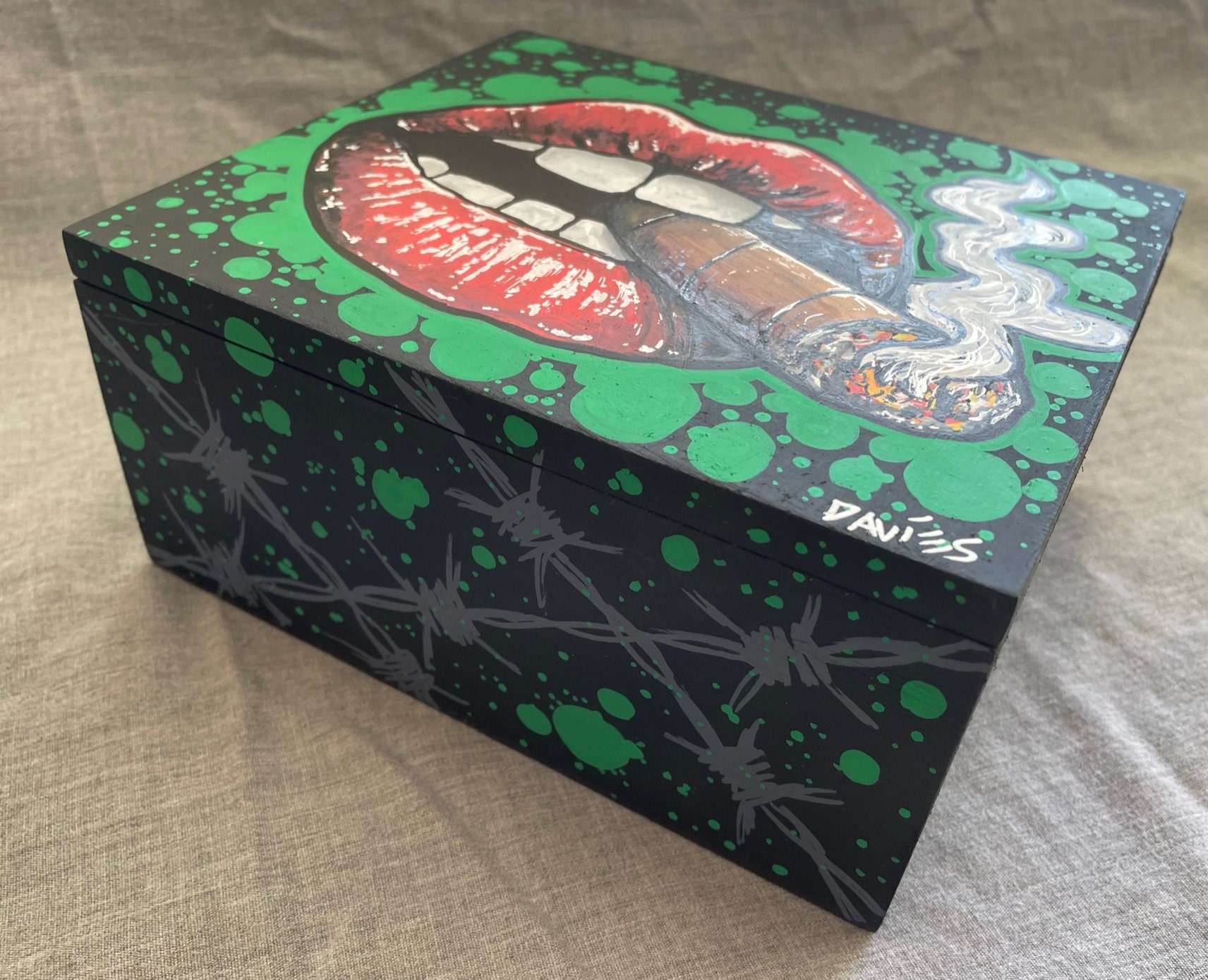 Cigar Smoking Lips Themed Custom Hand Painted Cigar Box - Etsy