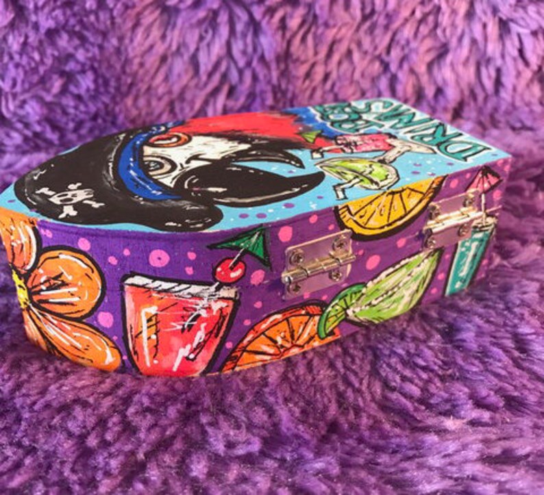 Boat Drinks Themed Mini Coffin -custom Hand Painted Mini Coffin, Music ...