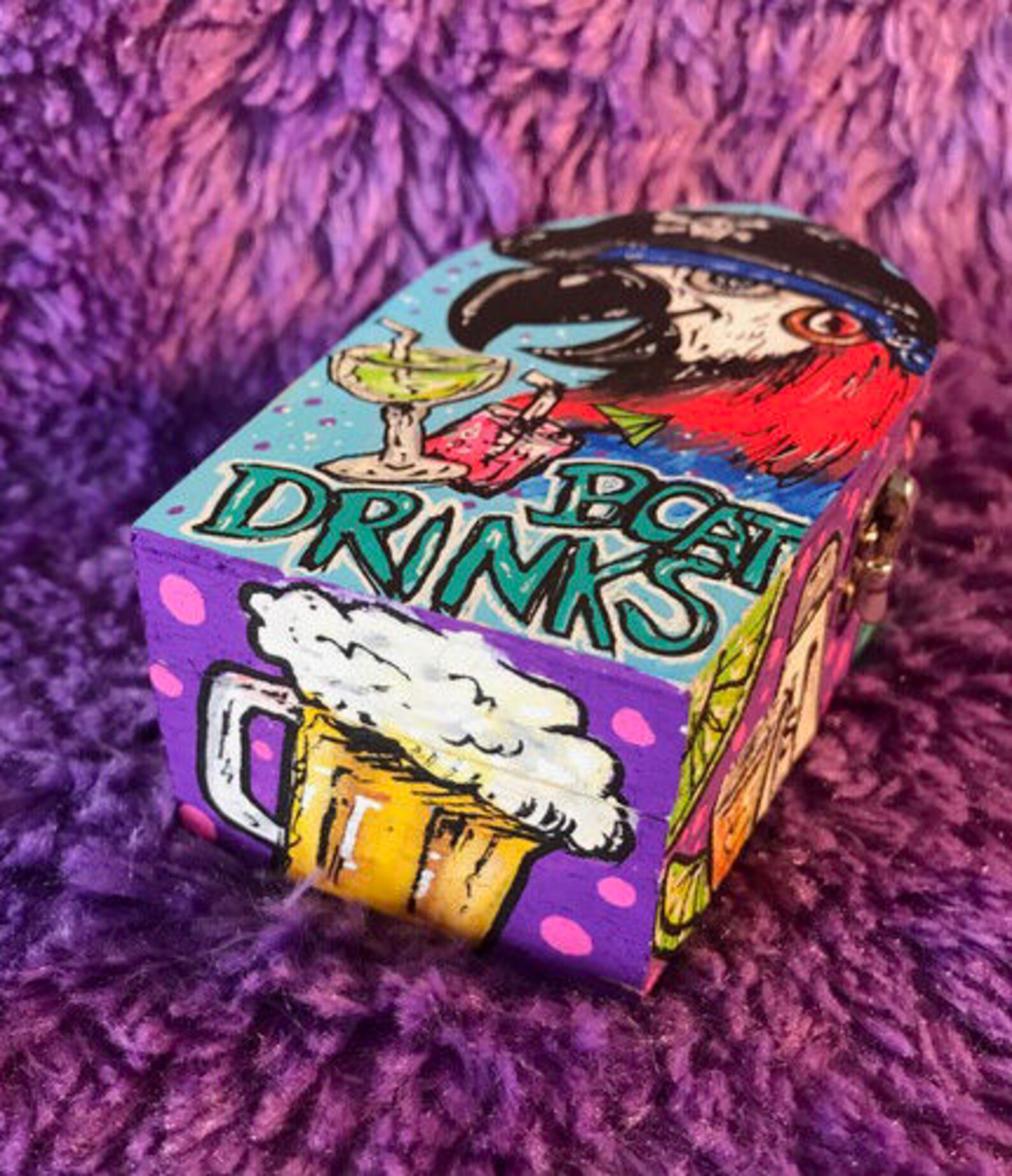 Boat Drinks Themed Mini Coffin -custom Hand Painted Mini Coffin, Music ...