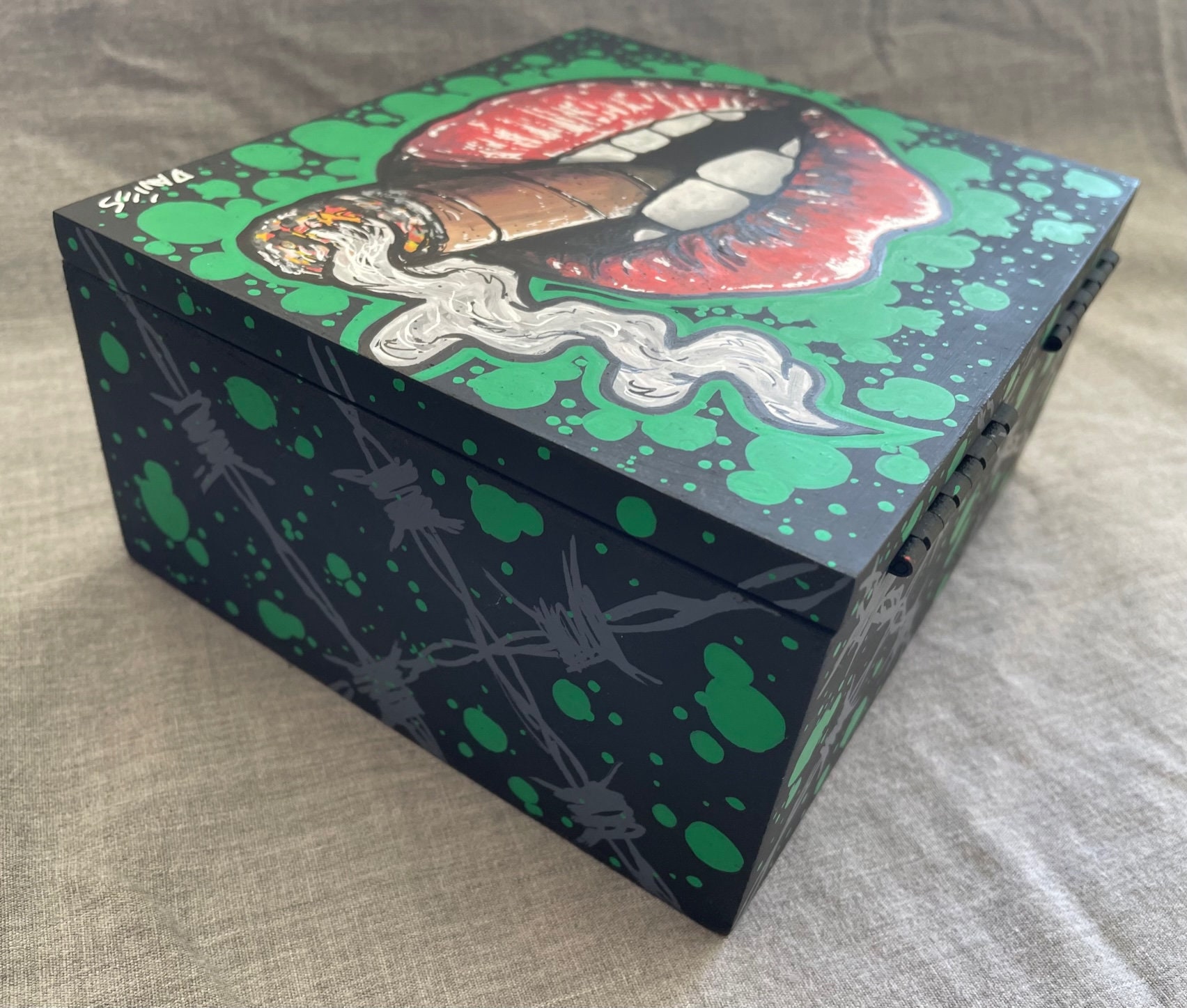 Cigar Smoking Lips Themed Custom Hand Painted Cigar Box - Etsy