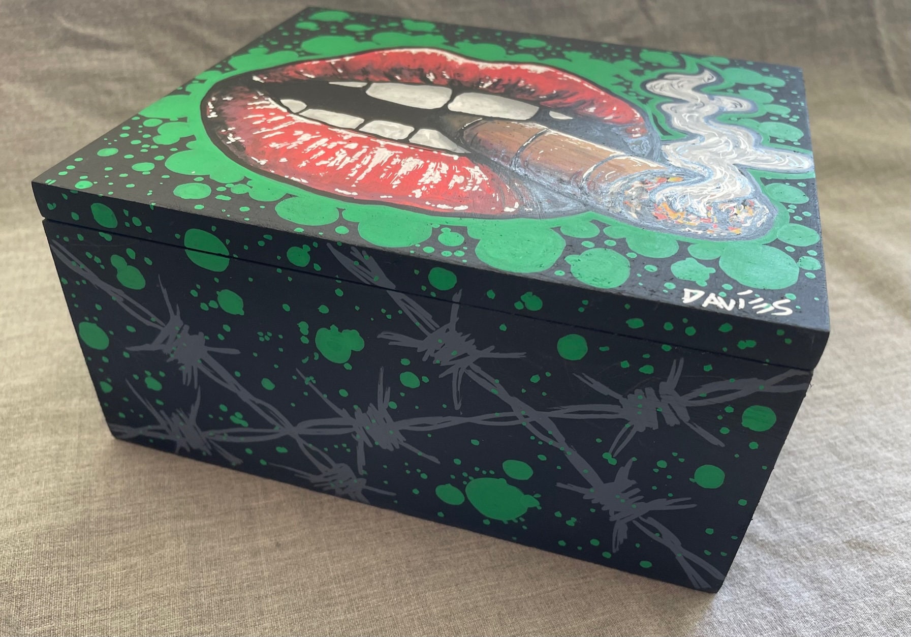 Cigar Smoking Lips Themed Custom Hand Painted Cigar Box - Etsy
