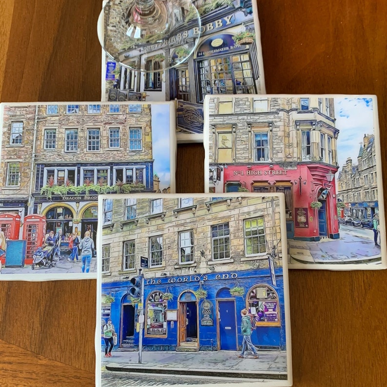 Pubs of Edinburgh / Set of 4 Ceramic Tile Coasters - Etsy