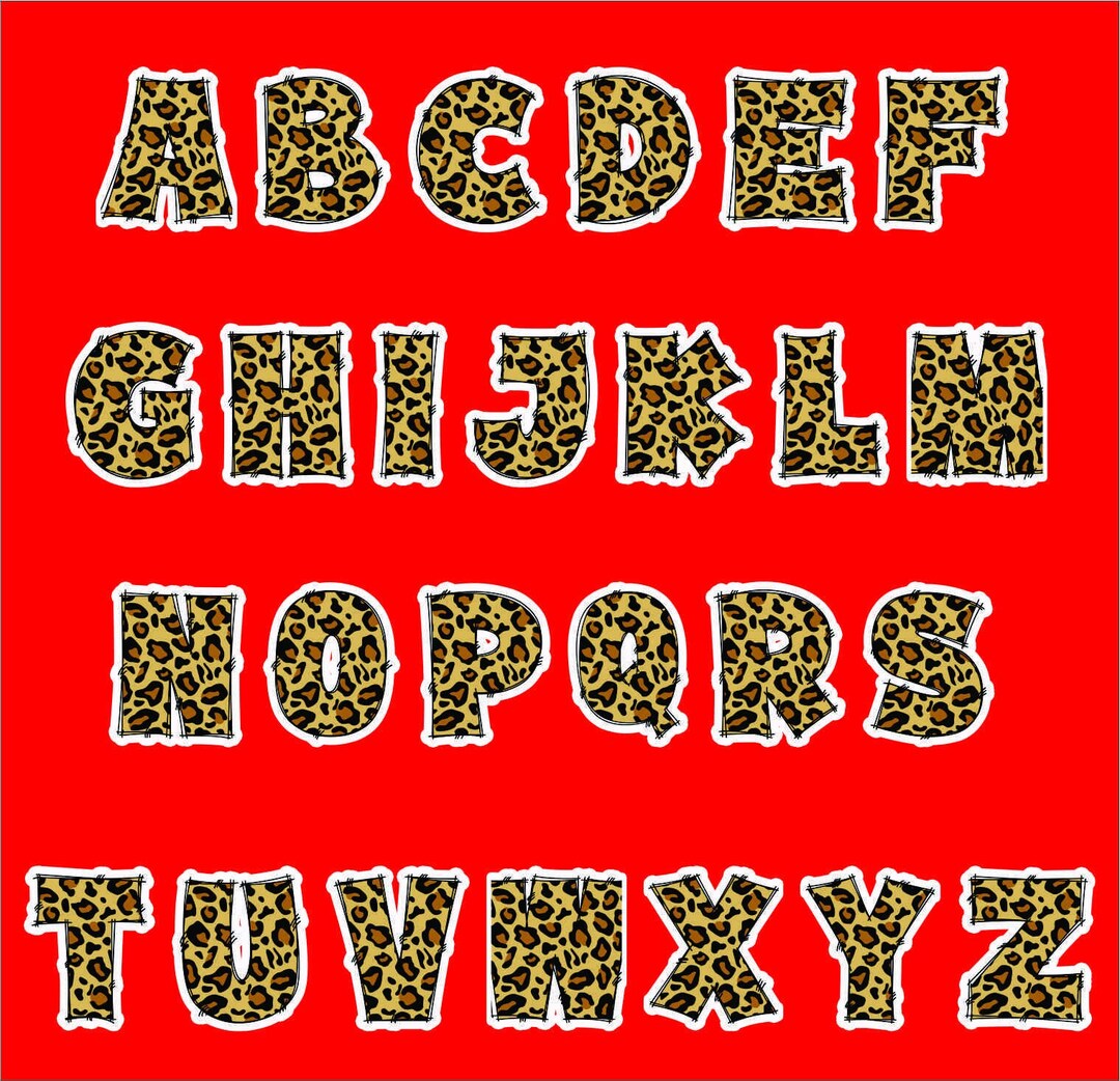 Customize Name, Word,leopard Letters With White Background, Iron-on ...