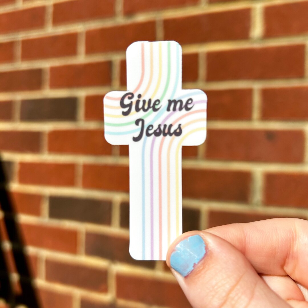 Rainbow Cross Sticker, Give Me Jesus, Waterproof Vinyl - Etsy