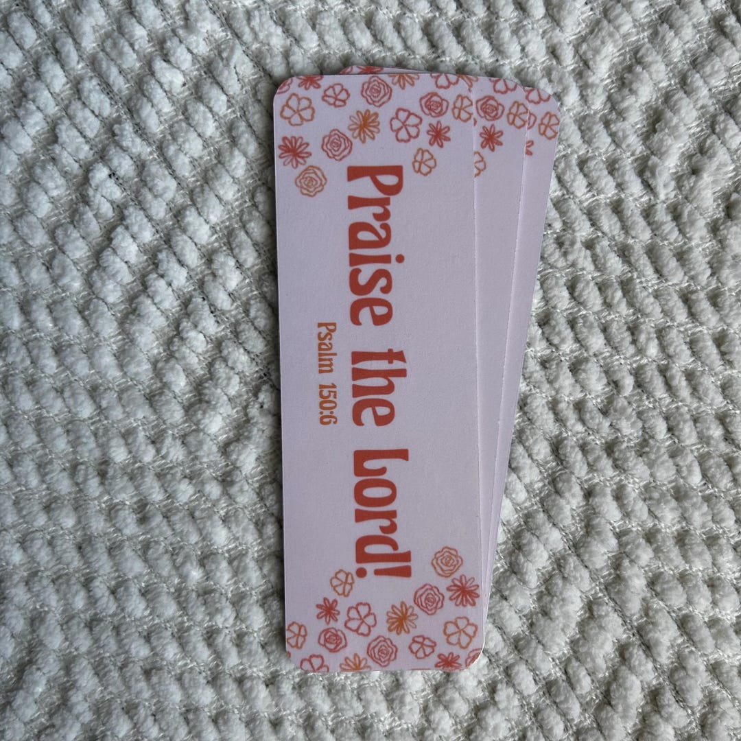 Handmade Praise the Lord Bookmark, Laminated Bible Verse (2x6 Inches ...