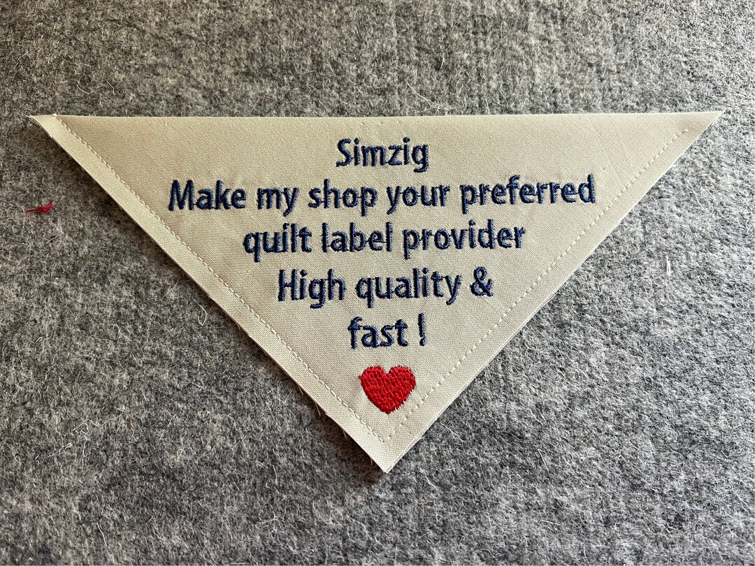 Emergency Shipping Custom Embroidered Fabric Quilt Label, Block Font ...